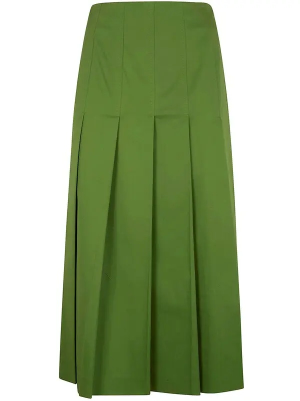 DRHOPE Pleated Cotton Twill Skirt - Green