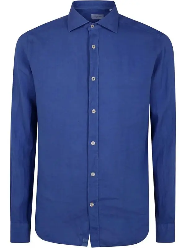 TINTORIA MATTEI 954 Linen Classic Shirt - Blue