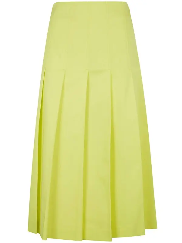 DRHOPE Pleated Cotton Twill Skirt - Yellow