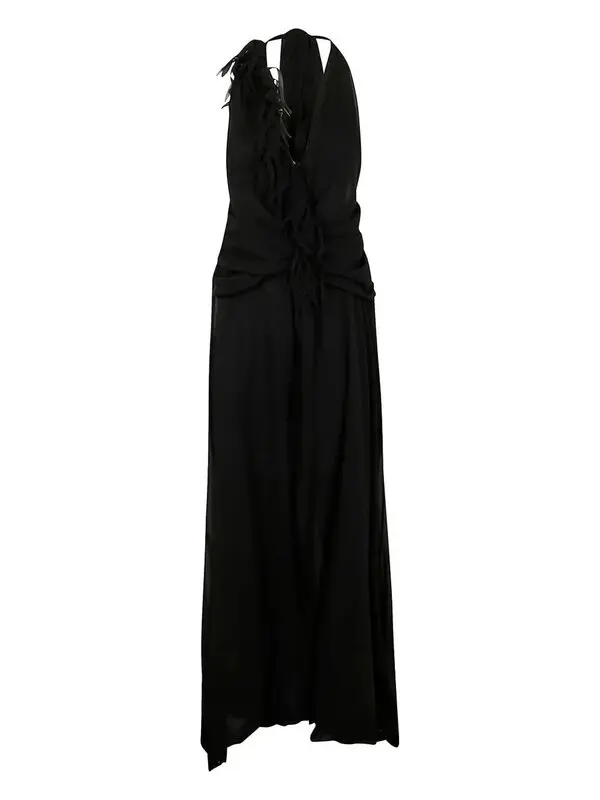 Blumarine Georgette Dress With Fringe