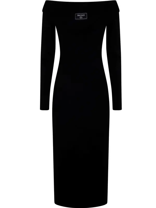 Balmain Knit Zipped Midi Dress - Black