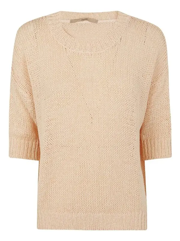 NUUR Short Sleeve Round Neck Fine Knit Pullover