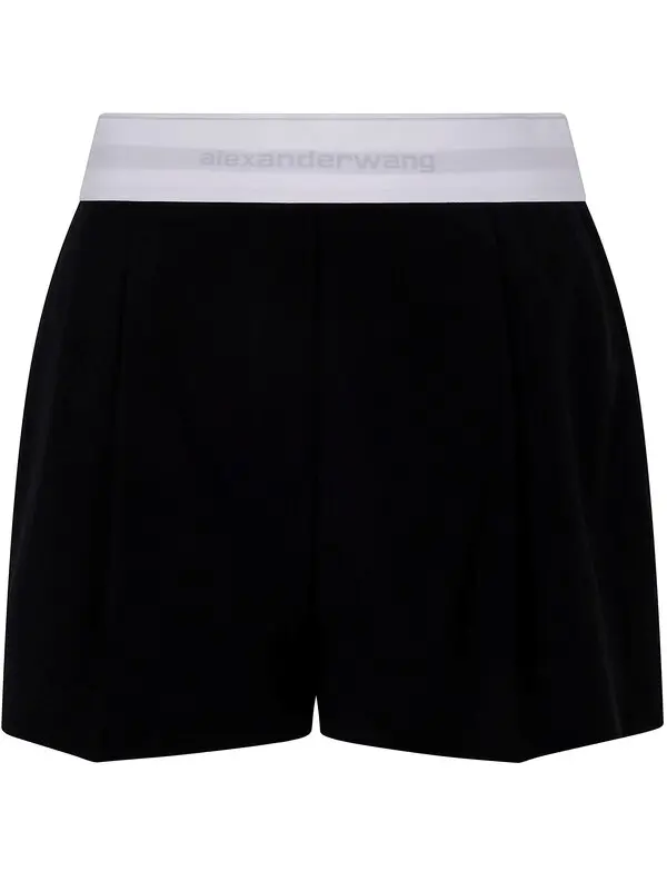 Alexander Wang High Waisted Pleated Shorts With Logo Elastic