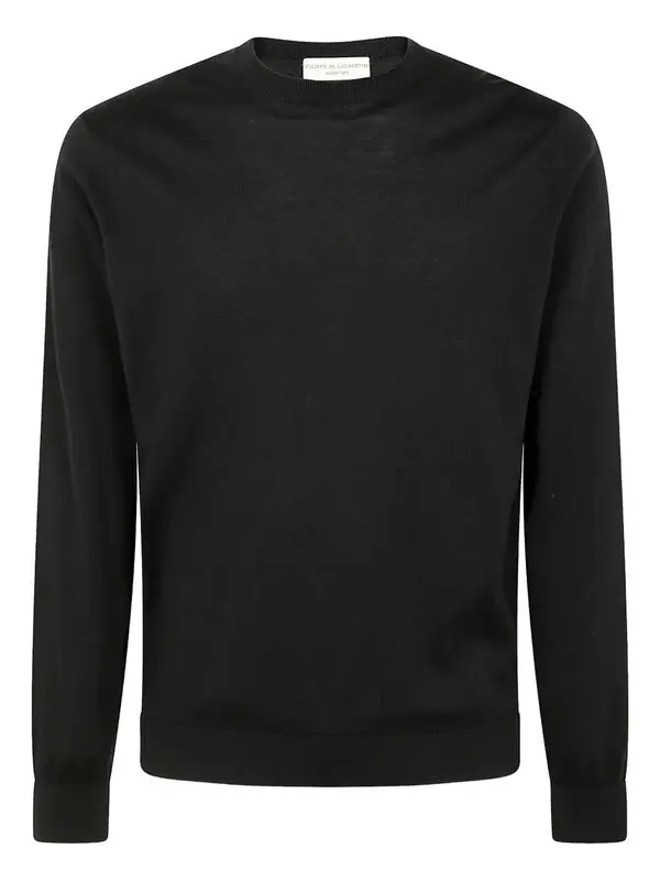 FILIPPO DE LAURENTIIS Long Sleeve Round Neck Sweater - Black