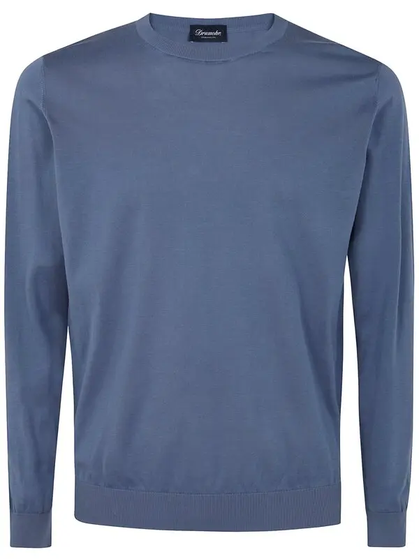 DRUMOHR Long Sleeve Round Neck Sweater - Blue