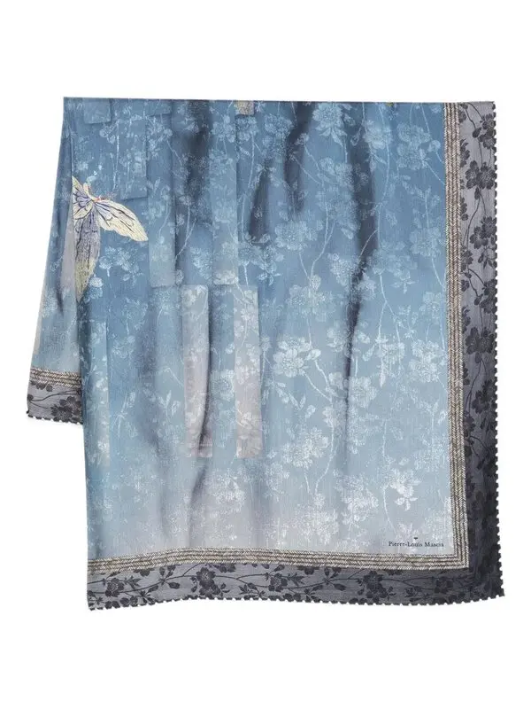 PIERRE-LOUIS MASCIA Cialda" Hand Finish 90x90 Cm Scarf - Blue