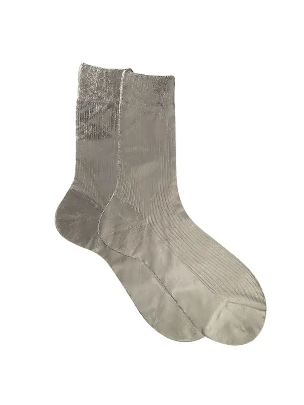 Maria La Rosa Ribbed Silk Blend Socks - Gray