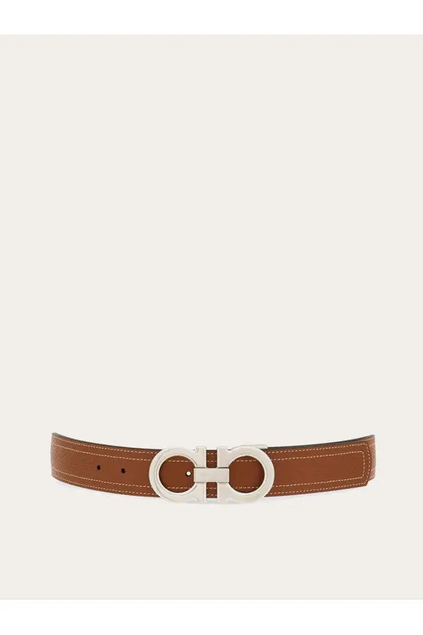 FERRAGAMO Reversible Gancini Belt - Black