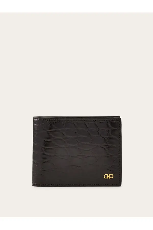 FERRAGAMO Gancini Alligator Wallet - Gold