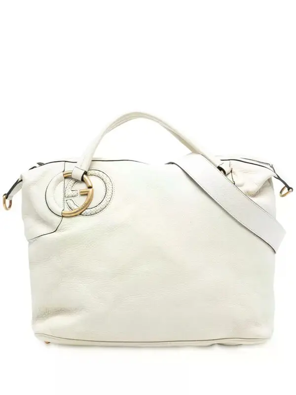 Gucci Leather Twill Satchel - White