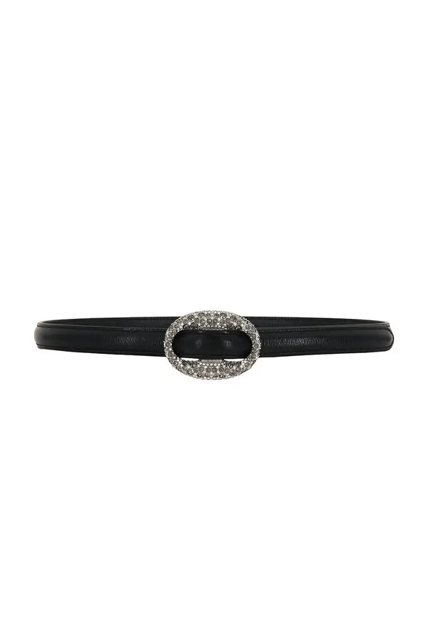 Saint Laurent Boucle Ovale Belt - Noir  Silver  Crystal  & Black