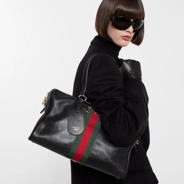 Gucci Large Boston Bag In Leather - Black