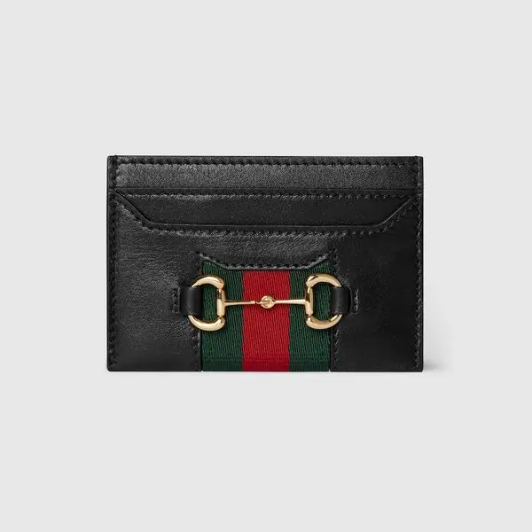 Gucci Horsebit Web Card Case Leather - Black