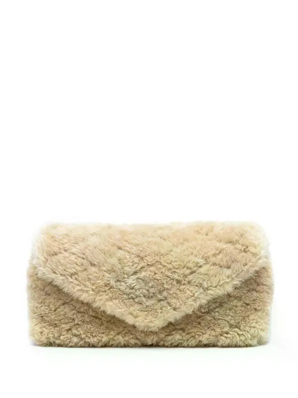 Saint Laurent 2021 Quilted Shearling Sade Puffer Envelope Clutch