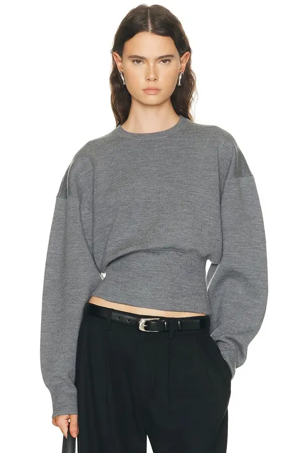 EAVES Carlie Double Faced Blouson Crewneck - Heather Grey