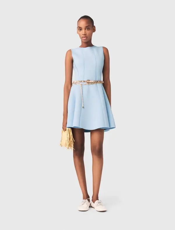 Maje Polyester Skater Dress With Jeweled Bows - Blue Sky