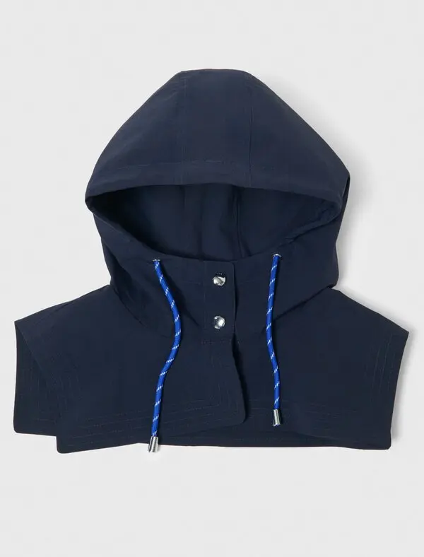 Maje Waterproof Drawstring Hood - Navy