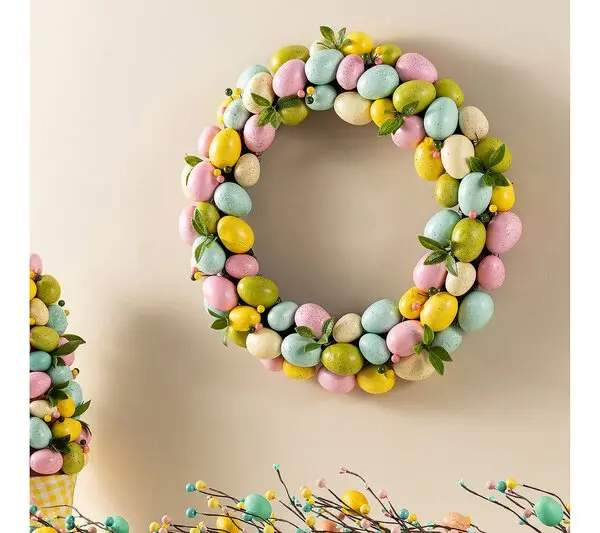 GLITZHOME 18'd Easter Eggs Wreath