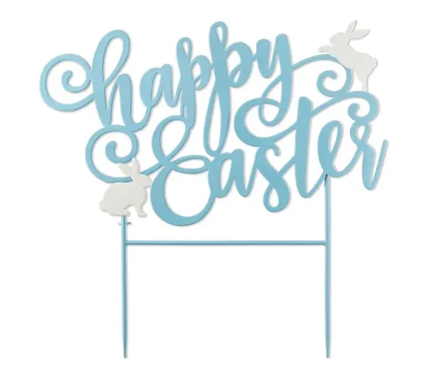 GLITZHOME 24'l Metal 'happy Easter' Garden Stak E