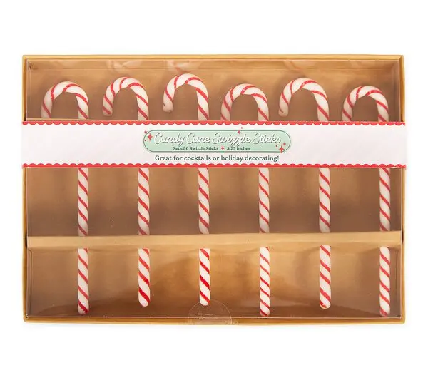 DESIGN IMPORTS Set/6 Candy Cane Swizzle Sticks - One-color
