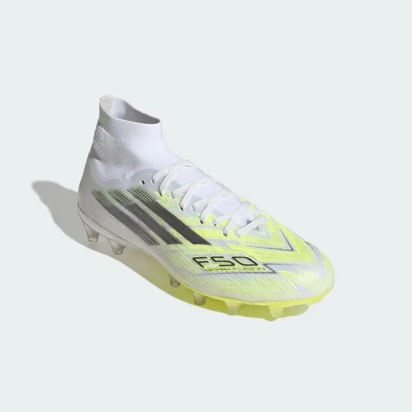 Adidas F50 Sparkfusion Pro Mid Cut Soccer Cleats - Cloud White / Iron Metallic / Hi-res Yellow