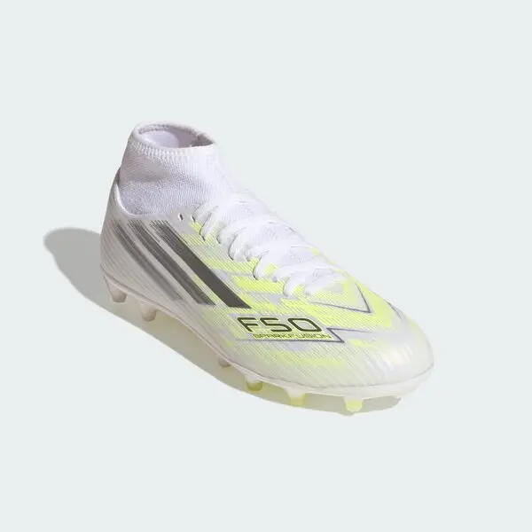 Adidas F50 Sparkfusion Club Soccer Cleats - Cloud White / Iron Metallic / Hi-res Yellow