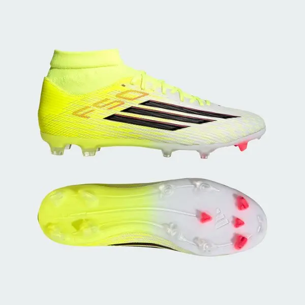 Adidas F50 League Mid Cut Firm Ground / Multi Ground Soccer Cleats - Team Solar Yellow 2 / Core Black / Lucid Red