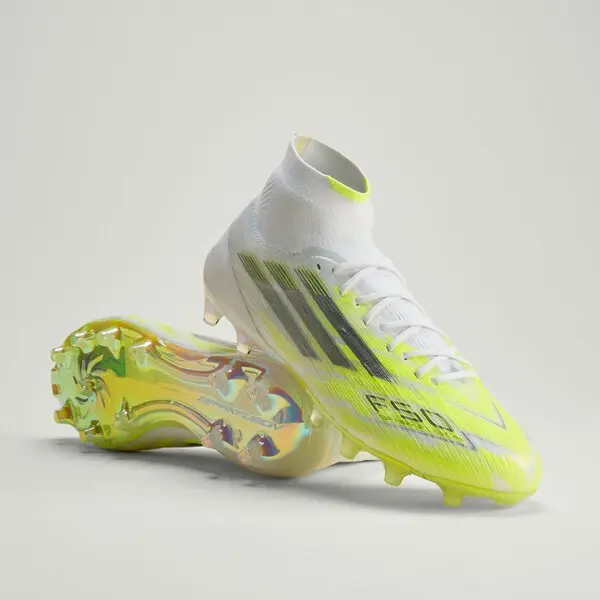 Adidas F50 Sparkfusion Elite Mid Cut Soccer Cleats - Cloud White / Iron Metallic / Hi-res Yellow