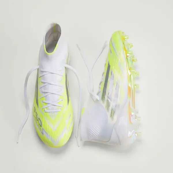 Adidas F50 Sparkfusion Elite Mid Cut Soccer Cleats - Cloud White / Iron Metallic / Hi-res Yellow