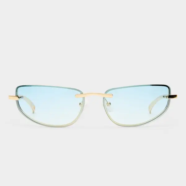 Le Specs Bubbles | Grad Sunglasses - Gold Sky Blue
