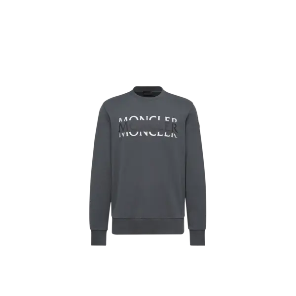 Moncler Logo Cotton Jersey Long Sleeve T-shirt - Gray