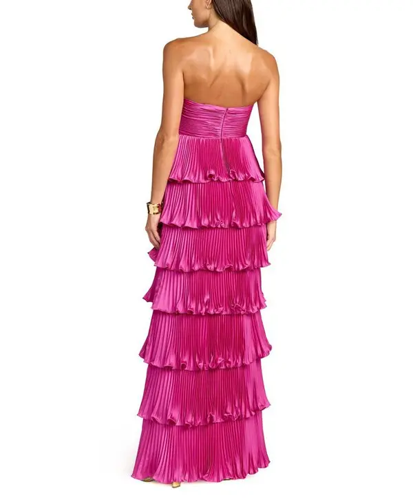 Mac Duggal Strapless Pleated Tiered Ruffle Gown
