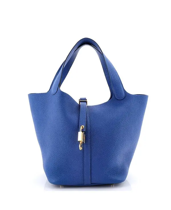 Hermès Mm Picotin Lock Bag Clemence - Blue