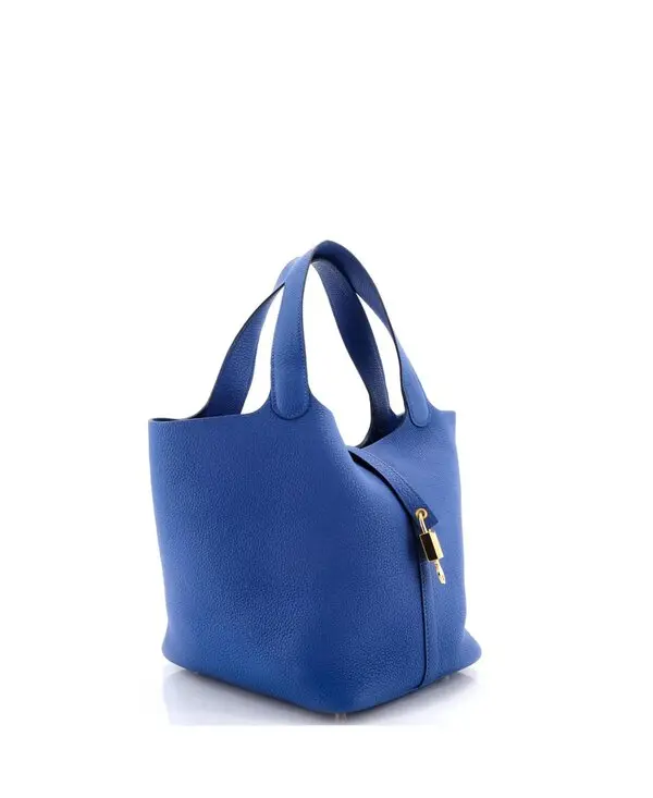 Hermès Mm Picotin Lock Bag Clemence - Blue
