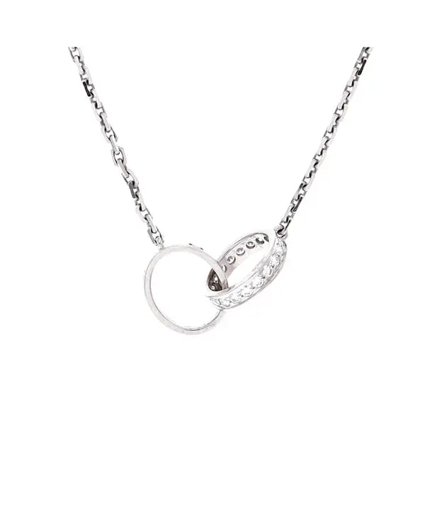 CARTIER Love Interlocking Necklace 18k Gold And Diamonds 17.25 - White