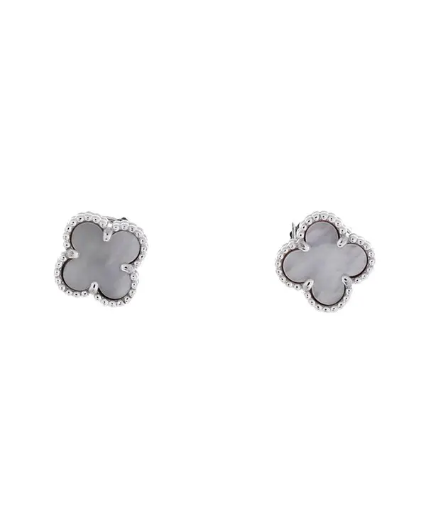 VAN CLEEF & ARPELS Sweet Alhambra Stud Earrings - White
