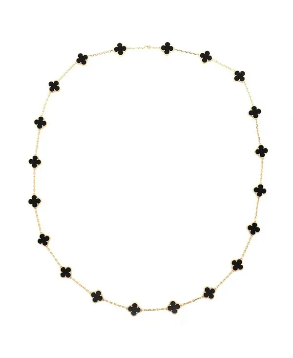VAN CLEEF & ARPELS Vintage Alhambra 20 Motifs Necklace 18k Gold And Onyx 33.50 - K Gold