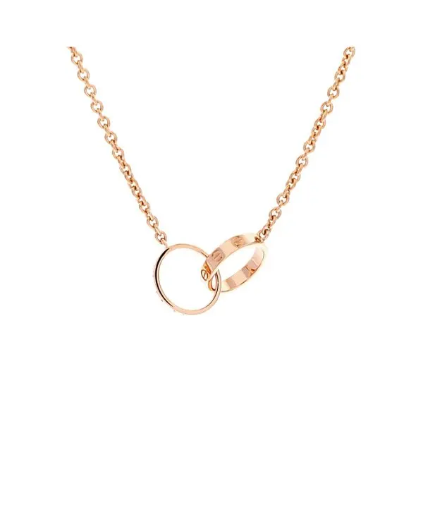CARTIER Love Interlocking Necklace 18k Rose Gold 17.25 - Pink