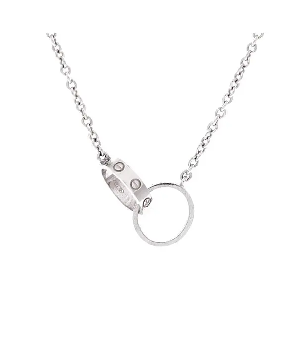 CARTIER Love Interlocking Necklace 18k Gold - White