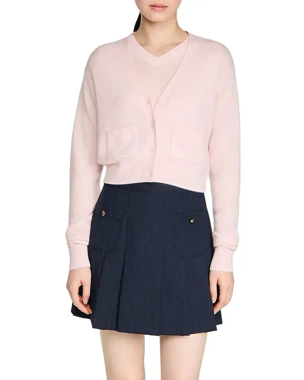 Sandro Cassidie Wool-cashmere Cropped Cardigan