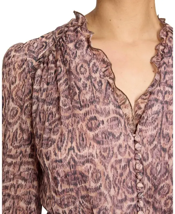 Santorelli Paisley Printed Georgette Ruffle Top