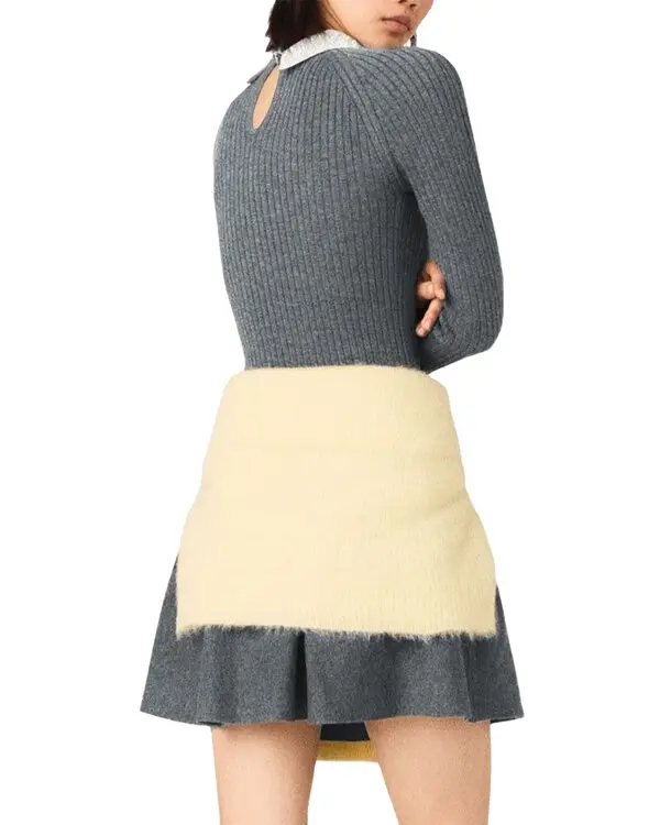 Maje Ribbed Mini Skater Dress