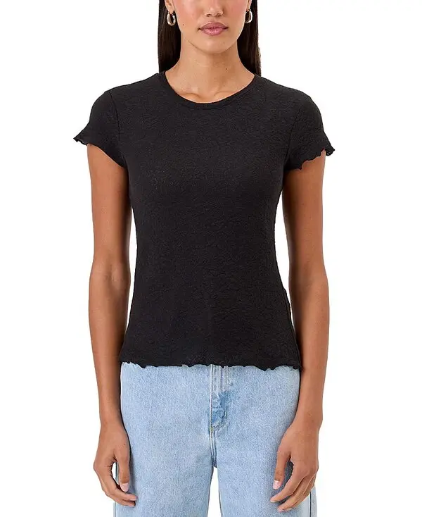 Goldie LeWinter Floral Jacquard Knit Crewneck Tee - Black