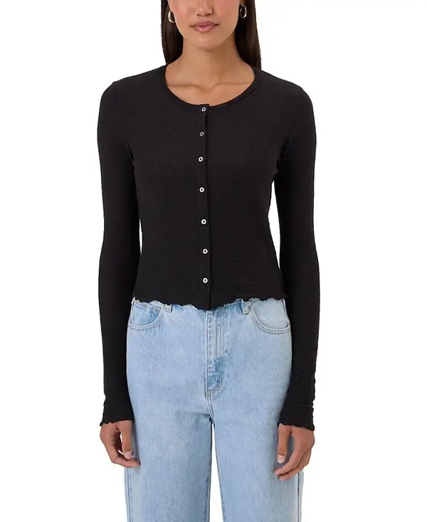 Goldie LeWinter Love Story Floral Jacquard Cardigan - Black