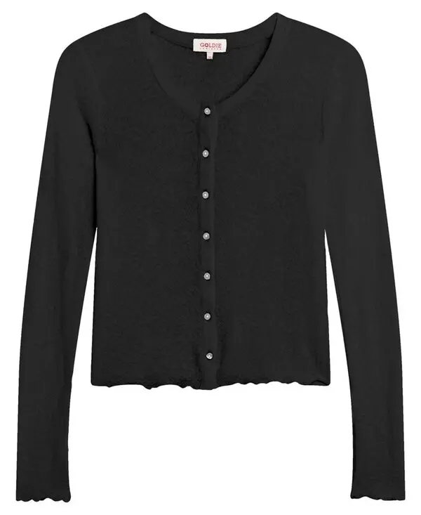 Goldie LeWinter Floral Jacquard Cropped Cardigan