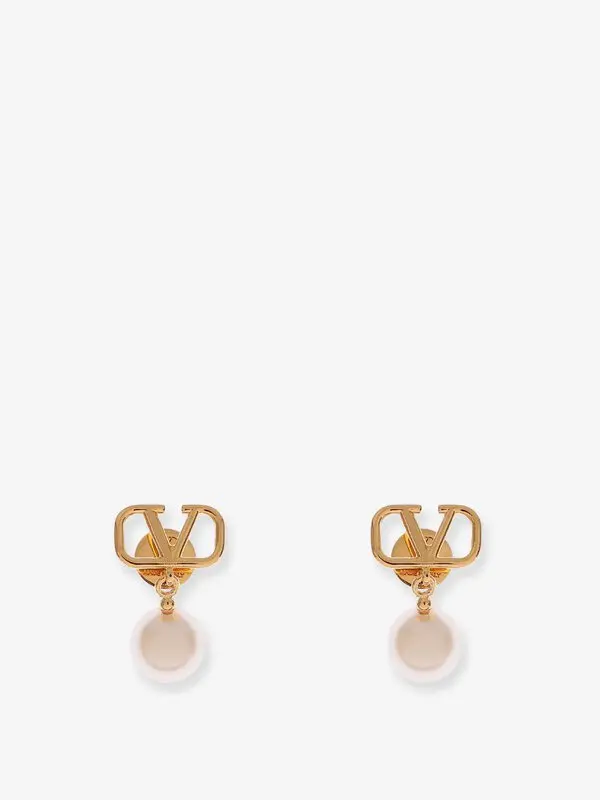 Valentino Garavani Vlogo Signature Metal And Pearl Earrings - Gold