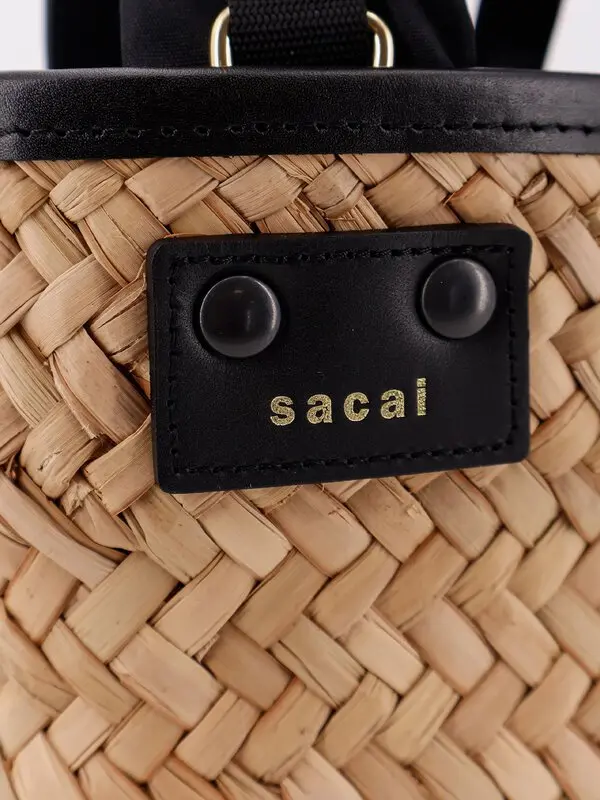 Sacai Raffia And Leather Crossbody Bag