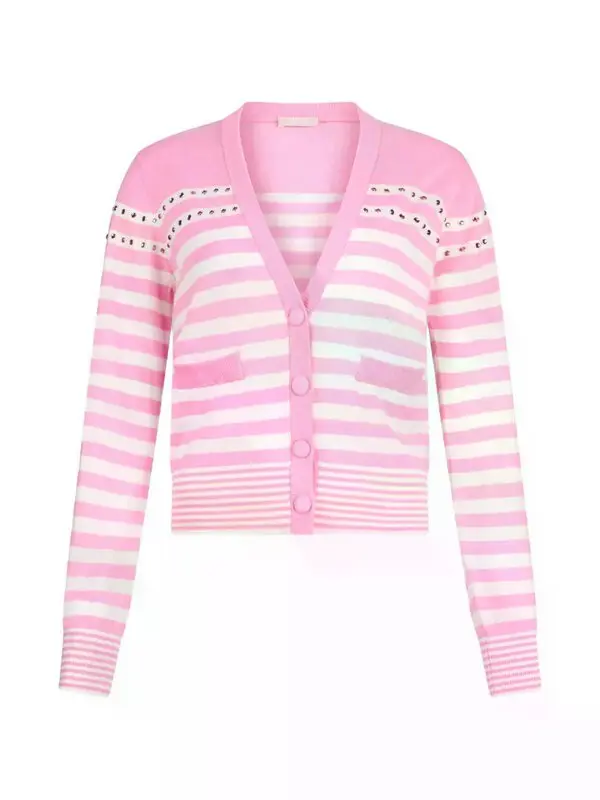 Liu Jo Striped Jewel-appliqué Cardigan