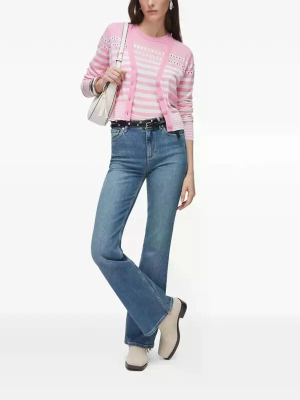 Liu Jo Striped Jewel-appliqué Cardigan
