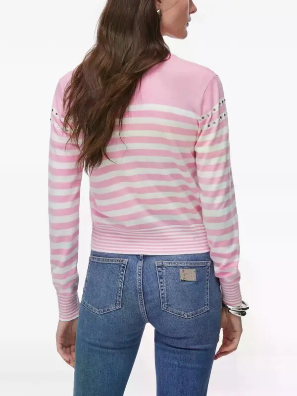 Liu Jo Striped Jewel-appliqué Cardigan